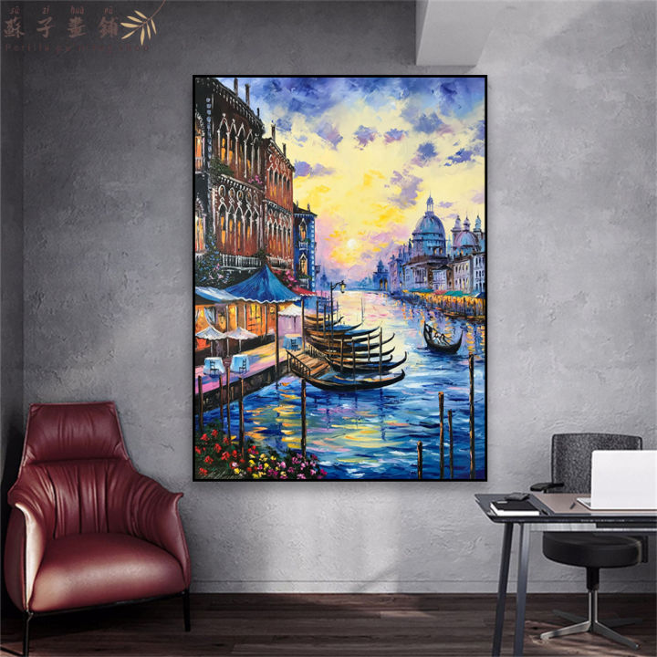 Venice Italian Canvas Print Tourism Poster Colorful Gondola Ship ...