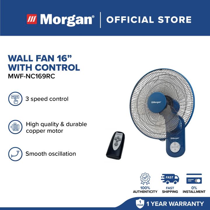 [ENERGY-SAVING] Morgan MWF-NC169RC, Wall Fan 16" with Remote Control ...