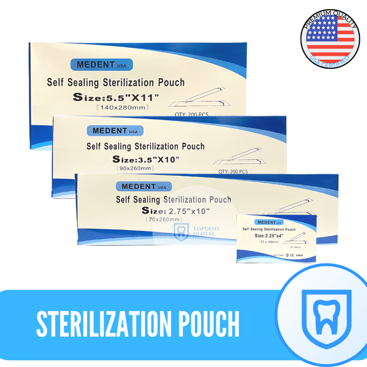 Self Sealing Sterilization Pouches (200pcs) Topdent Dental Medical Use ...