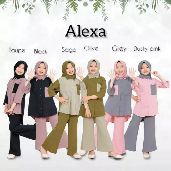 Setelan Anak Terbaru 2023 Umur 7-15 Tahun ALEXA SET KIDS Bahan Cringkle ...