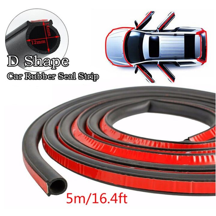 Universal 16Ft D-Shape Rubber Car Door Seal Strip Hollow Edge Guard ...
