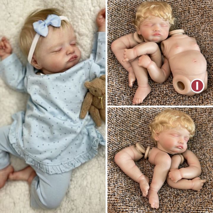 Reborn Girl With Rooted Gold Hair 50 cm Full Body Vinyl Kit Reborn 3D ...