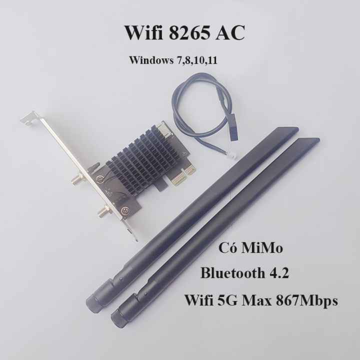 Card Wifi intel 8265AC băng tần kép 2.5Ghz 5Ghz Bluetooth 4.2 Dành cho ...