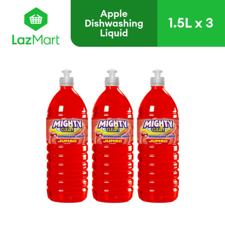 Mighty Clean Dishwashing Liquid Apple Red 1.5L - Pack of 3 | Lazada PH