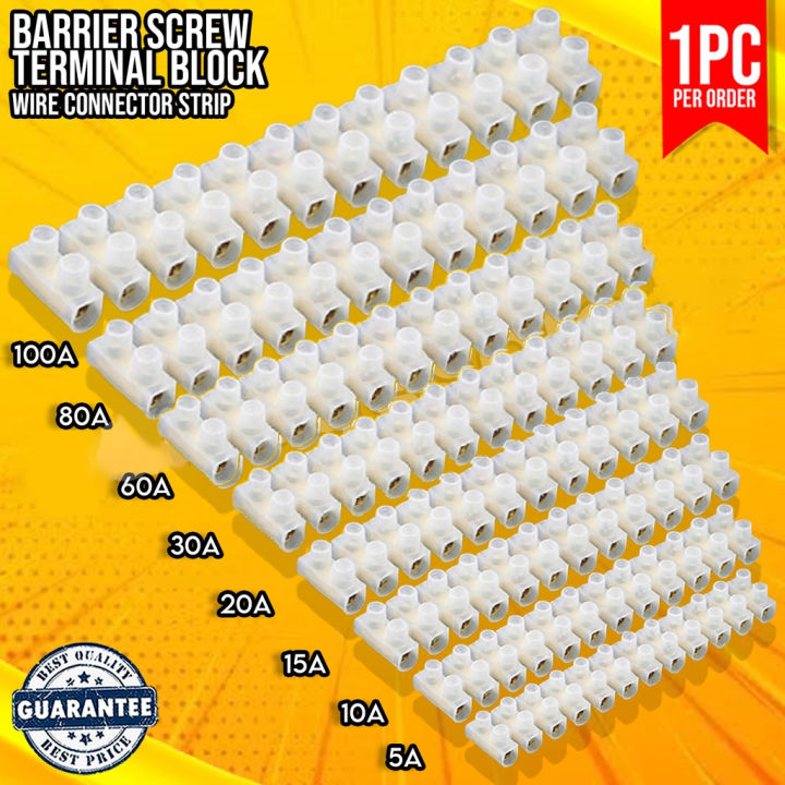 Terminal Block Plastic Wire Connector Strip Barrier Screw 5A 10A 15A ...