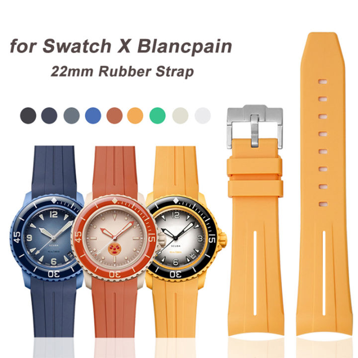 Tali Jam Tangan Karet 22มม. สำหรับ Swatch X Blancpain ชุดห้ามหาสมุทร ...