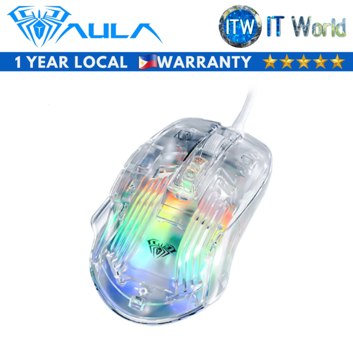 Aula S80 - 6400DPI | RGB Backlit | Transparent | Wired Gaming Mouse ...