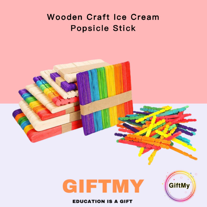 【Ready Stcok】Wooden Craft Ice Cream Popsicle Stick -- Ice Cream Stick ...