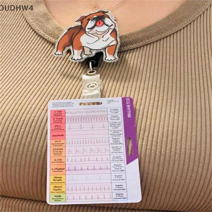 DUDHW4 ECG EKG Rhythm Pocket Card Double Sided Design EKG Rhythm Interpretation Badge Card ECG ...
