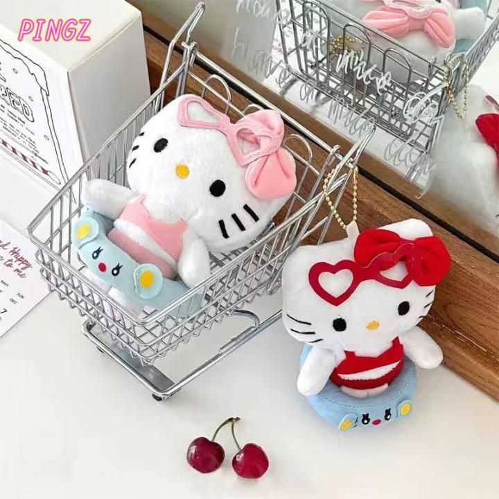 PINGZ 1ชิ้นนุ่มยัดไส้ตุ๊กตากระเป๋าเป้สะพายหลังจี้วงกลมว่ายน้ำเฮลโลคิตตี้ตุ๊กตาพวงกุญแจรถกระเป๋า ...