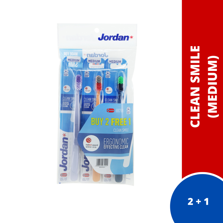 Jordan Clean Smile Toothbrush 3 in 1 Value Pack (Medium/Soft/Ultra Soft ...