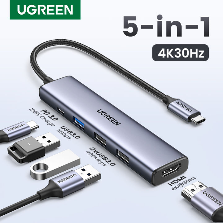 Edmund10 UGREEN 5 in 1 C Hub 4K HDMI USB HUB 100W Multiport Adapter for ...