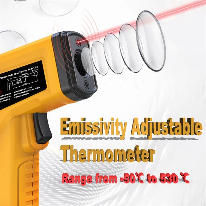 Digital Infrared Temp Meter Laser High Temperature Emissivity ...