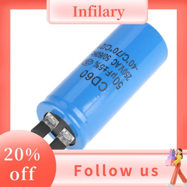 INFILARY 50uF CD60 Run Capacitor 250V AC 50/60Hz AC Capacitor Durable ...