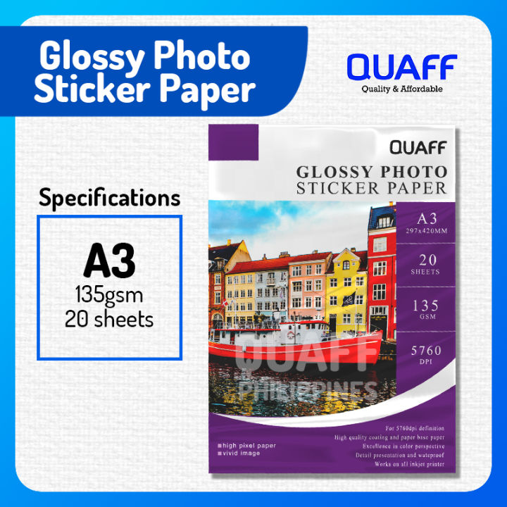 QUAFF A3 Size 135gsm Photo Sticker , Glossy Photo Sticker Paper for ...