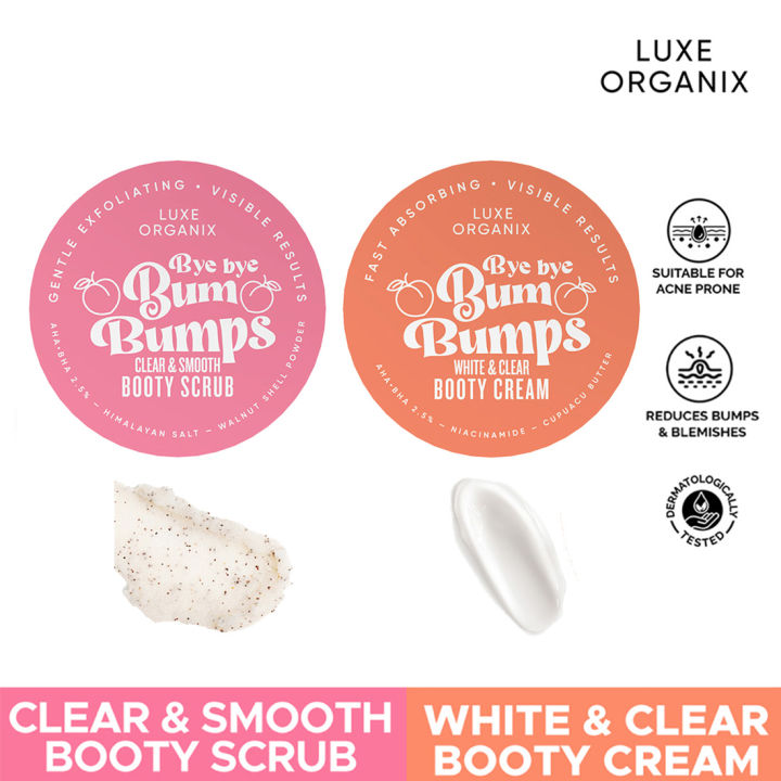 LUXE ORGANIX BYE BYE BUM BUMPS WHITE & CLEAR/ CLEAR & SMOOTH BOOTY ...