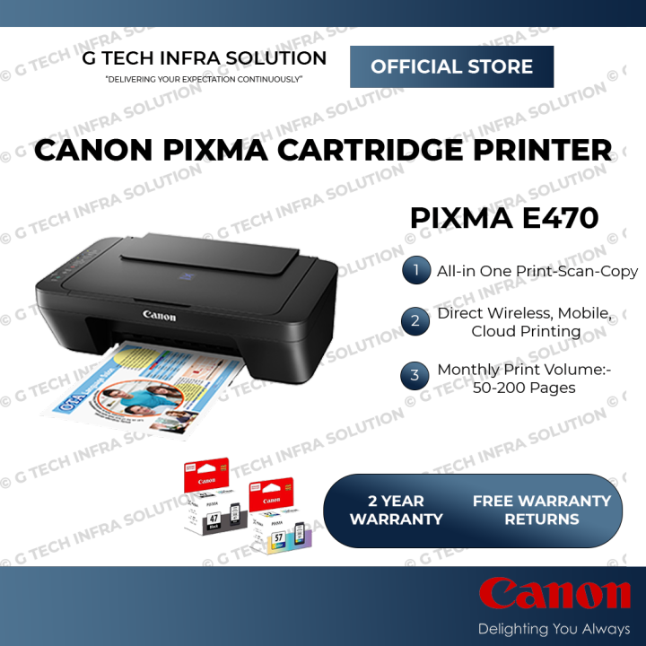 CANON E470 ALL IN ONE PRINTER WITH WiFi | Canon PG47 CL57 Genuine Ink ...