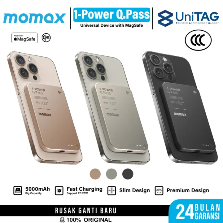 Momax Powerbank 1-Power Q.Pass CCC Magsafe 5000mAh Wireless Fast ...