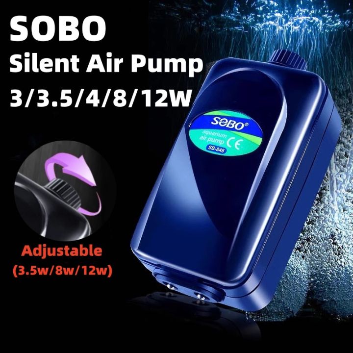 Sobo Aquarium Air Pump Silent Compressor Single Double Outlet Fish Tank ...
