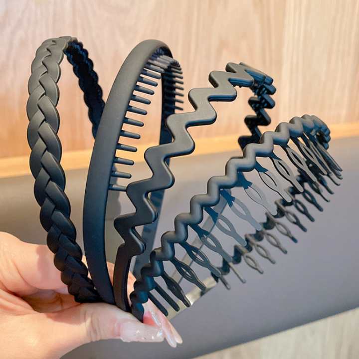 Black Hair Hoop Unisex Non-slip Tooth Wash Head Hoop Simple Hair Hoop ...