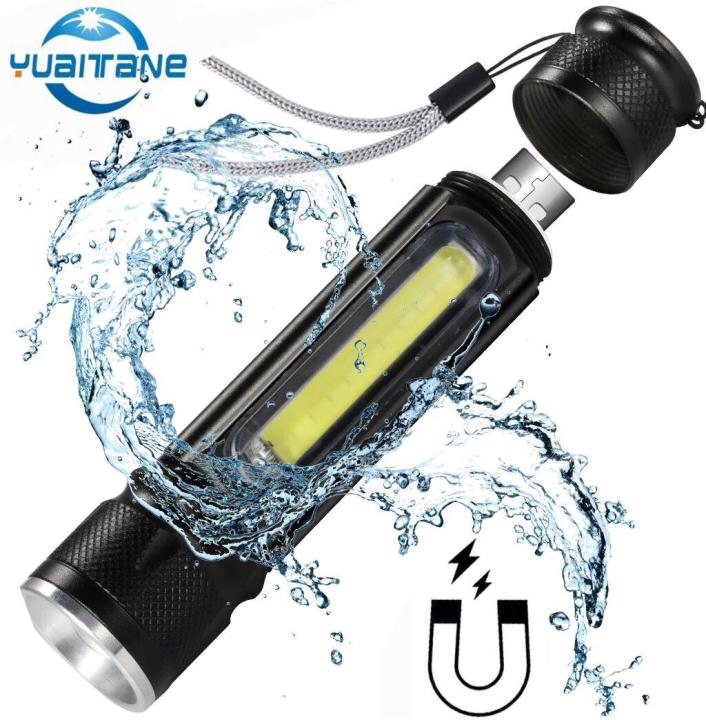 Multifunctional LED Flashlight USB Rechargeable battery Powerful T6 ...