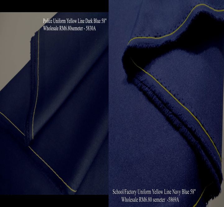 Kain Uniform Polis Line Kuning Dark Blue & School/Factory Uniform ...