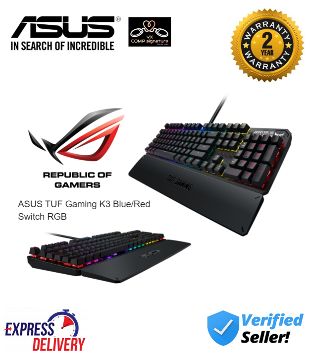 ASUS TUF Gaming K3 Blue/Red Switch RGB Mechanical Wired Keyboard | Lazada