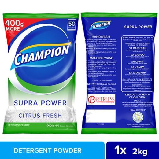 Champion Laundry Powder Detergent Natural Citrus Fresh 2KG | Lazada PH