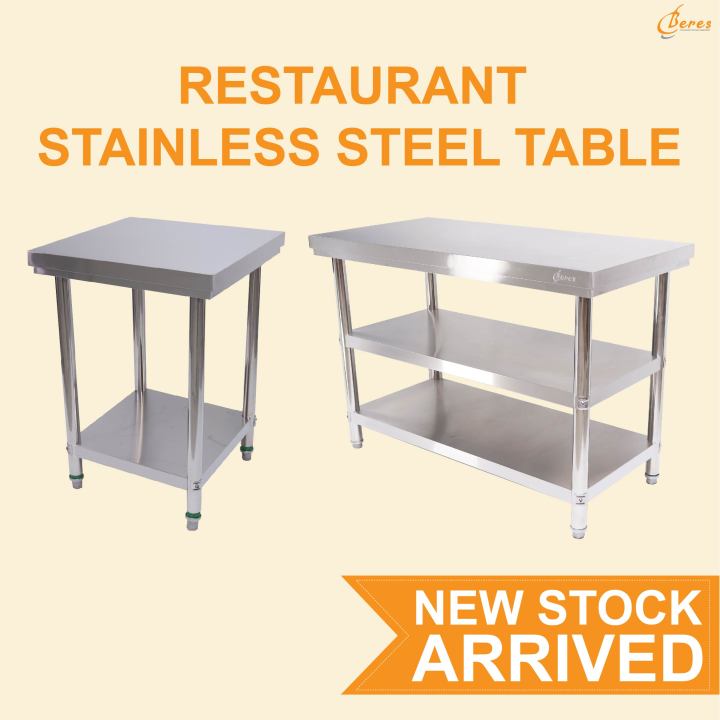BERES Stainless Steel Table Kitchen Meja Steel Rack 2@3 Layer/2@3 Tier ...