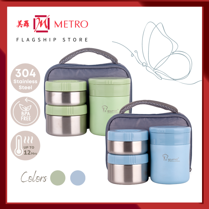 La Gourmet Spring Collection | Pastel Lunch Box Set With Storage Bag ...