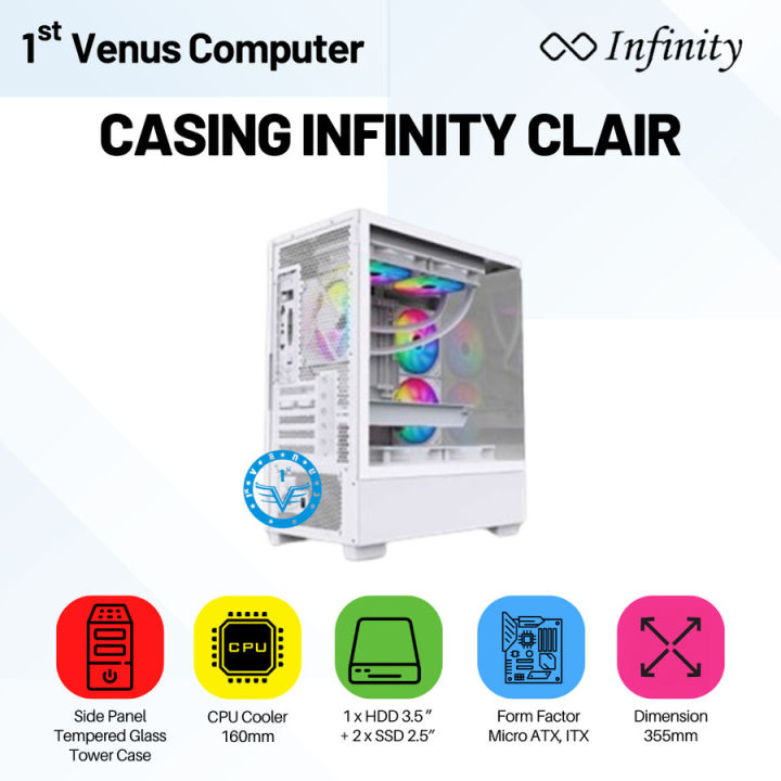Casing PC Infinity Clair Gaming Case - White / CASE06-INF | Lazada ...
