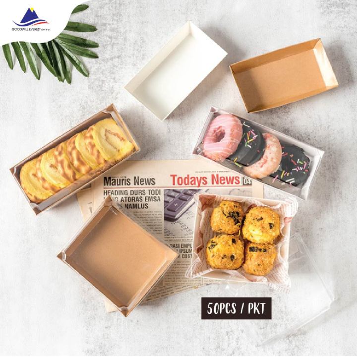 (50pcs) Rectangular Sandwich Box With Clear Lids for Swiss Roll Cake ...