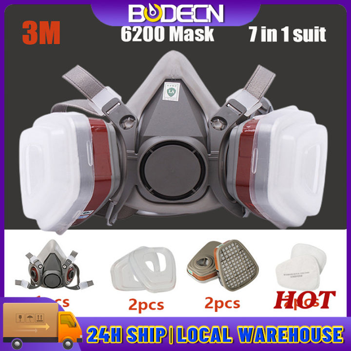 3M 7 In 1 Set Safe Work Filter Dust Mask 6200 Half Finish Industrial ...