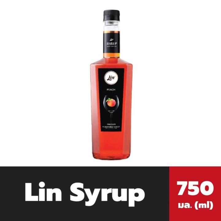 ลิน ไซรัป รสพีช ผลิตภัณฑ์น้ำเชื่อม รสผลไม้ Lin Syrup 750 มล.(0576 ...