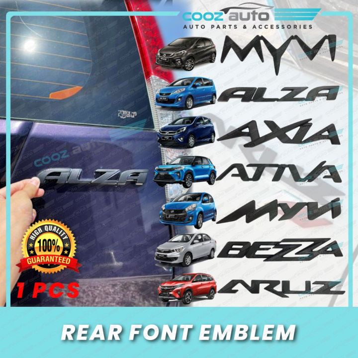 Perodua Myvi Bezza Alza Axia Aruz Ativa Car Logo Rear Font Emblem Matt ...