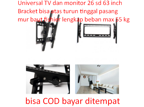 Universal TV dan monitor 26 sd 63 inch Bracket bisa atas turun tinggal ...