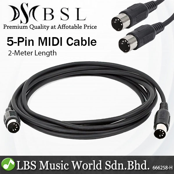 BSL 5 Pin MIDI Cable 2 Meter Male to Male DIN connector for Digital ...