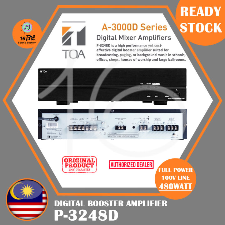 TOA Amplifier P-3248D 480Watt Booster Power Amplifier with One Line ...