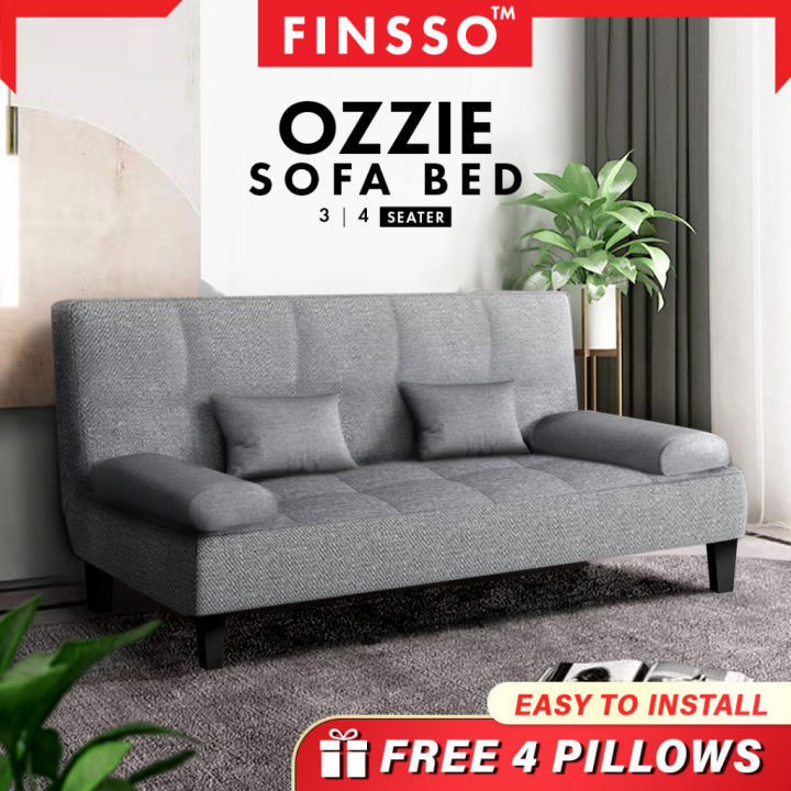 FINSSO: OZZIE Foldable Sofa Bed 3 / 4 Seater Sofa with Pillow set with 1 Year Warranty/Sofa Bed ...