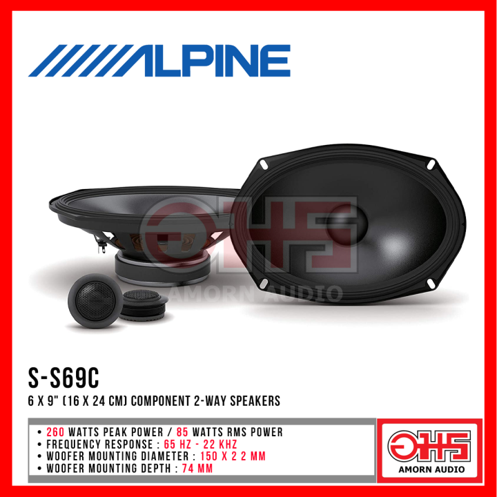 ALPINE S-S69C ลำโพงแยกชิ้น 2 ทาง ขนาด 6 X 9" (16 X 24 CM) COMPONENT 2 ...