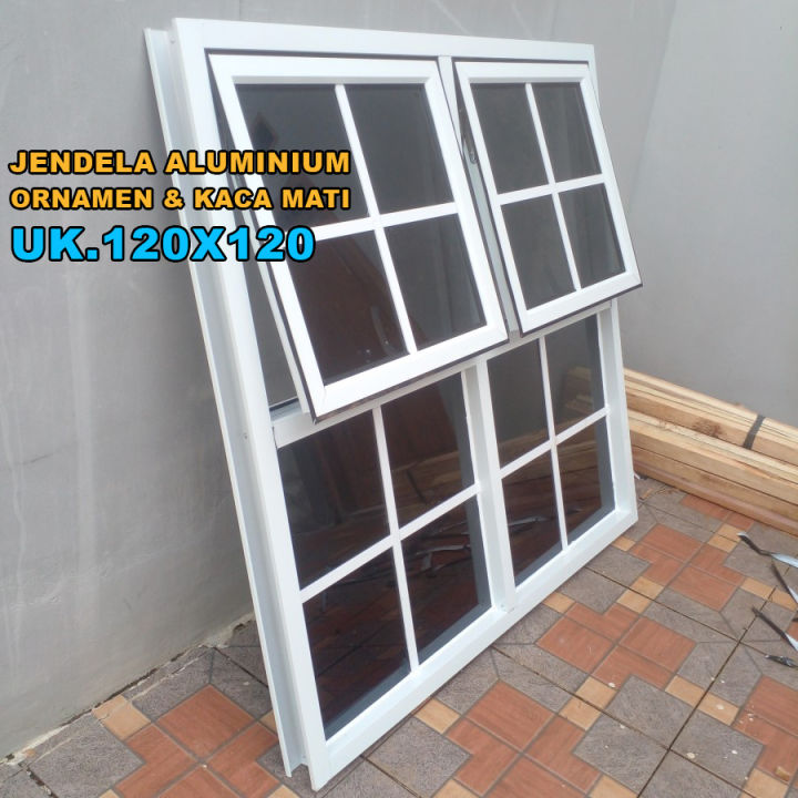 Promo! Jendela aluminium ornamen dan kaca mati ukuran 120 x 120 cm ...