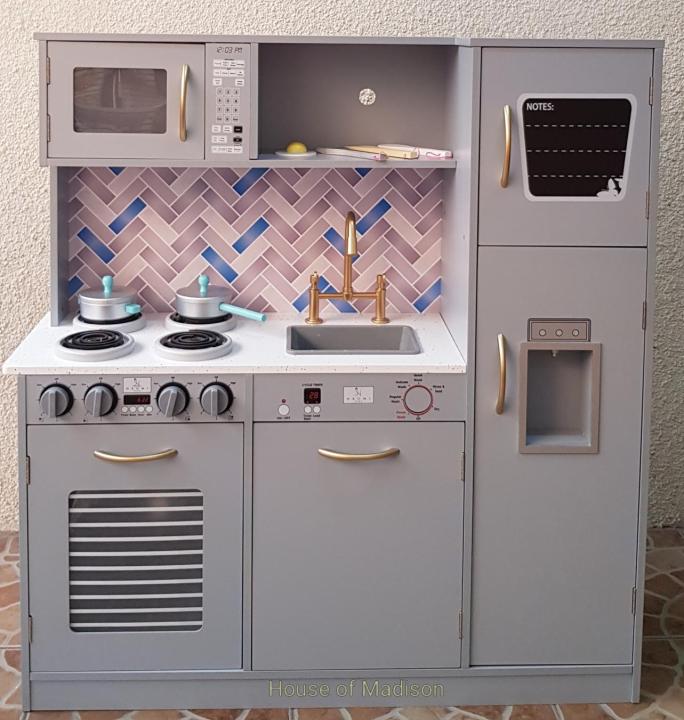 Wooden kitchen toy Gray Deluxe kitchen set | Lazada PH