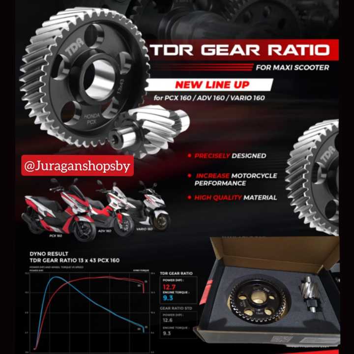 TDR Gear ratio PCX160 ADV 160 Vario160 Gearbox 13x43T TDR racing ...