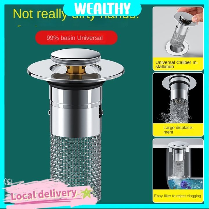 Wash Basin Push 304 Stainless Steel Filter Mesh Basin Bounce Core ...