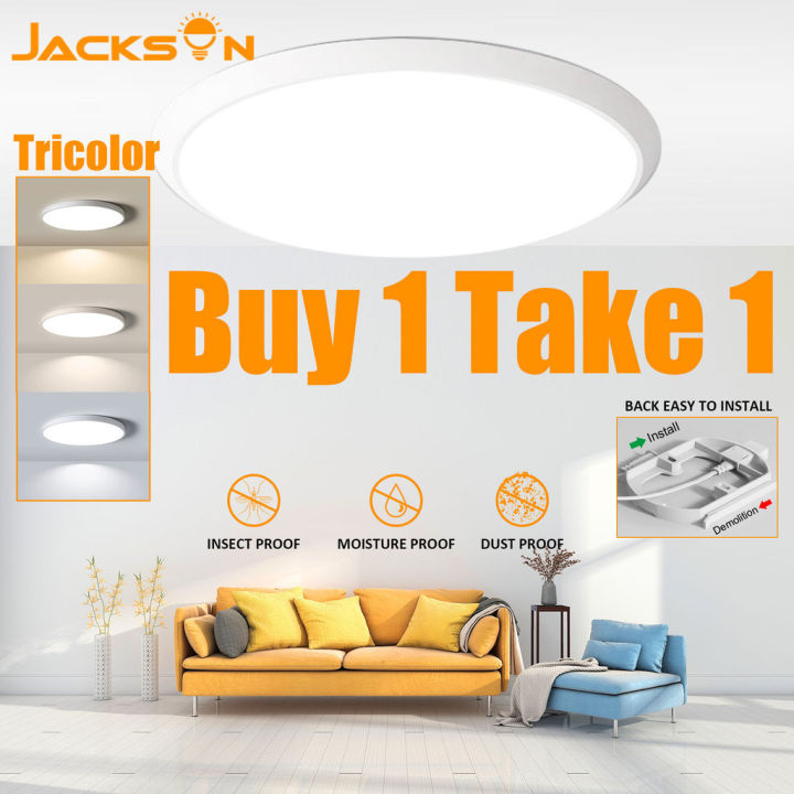 【2pcs】Tricolor LED Ceiling Light Mounted 3 color Round Ceiling Light ...