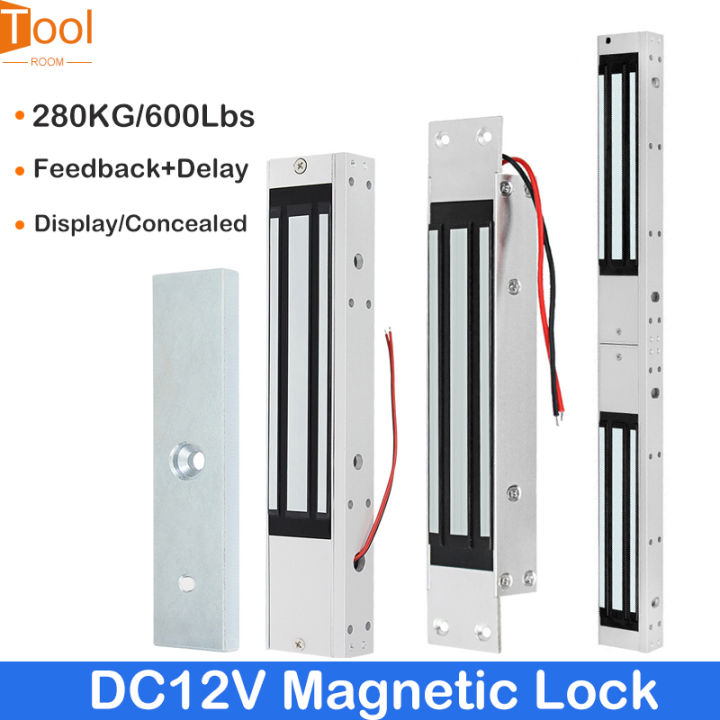280KG 600lbs Electric Magnetic Lock DC 12V Single/Double Door Embedded ...