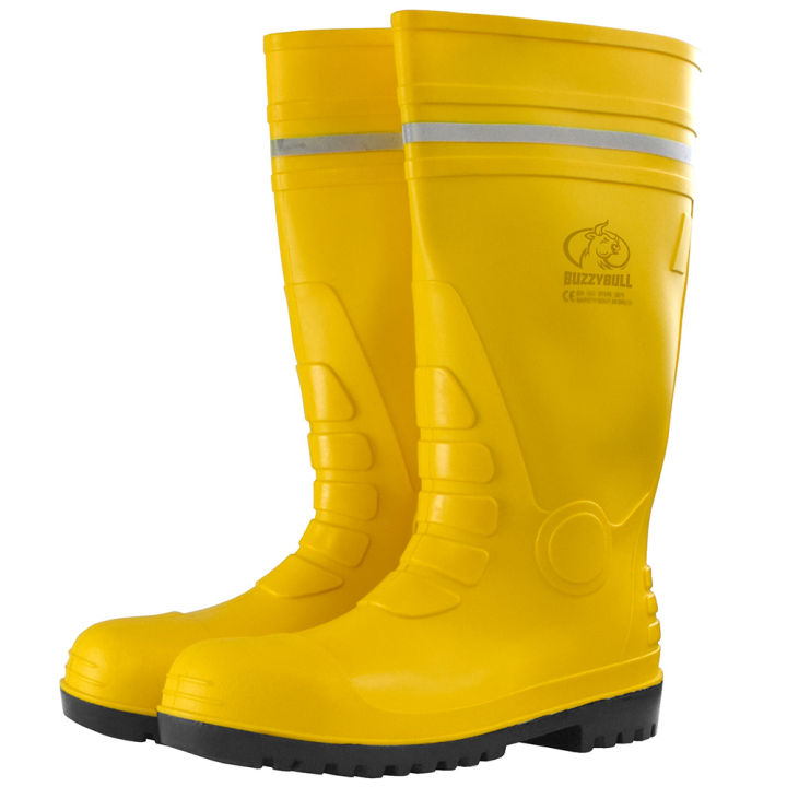 YELLOW SAFETY BOOT 40 cm รองเท้าบูทยาง สูง 40cm หัวเหล็ก พื้นเหล็ก บน ...