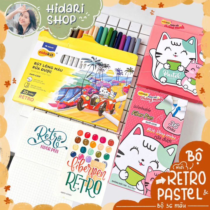 Bộ 20 màu Bút Fiber Pen Pastel Thiên Long Colokit / Calligraphy Bullet ...