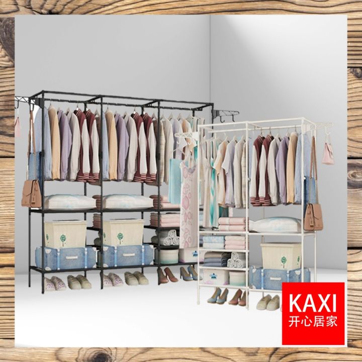 Simple Floor Coat Rack Iron Hanger Fashion Clothes Rack Rak Baju Lantai ...