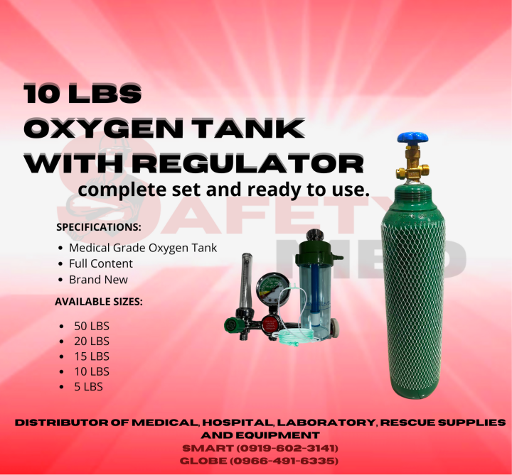 OXYGEN TANK 10LBS COMPLETE SET WITH REGULATOR, HUMIDIFIER AND NASAL ...